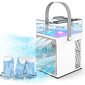 Portable Air Conditioner, Powerful Evaporative Air Cooler Fan 3 Speeds for Air Clean with 3 Ice Packs,Whisper Quiet Personal Fan for Home, Office