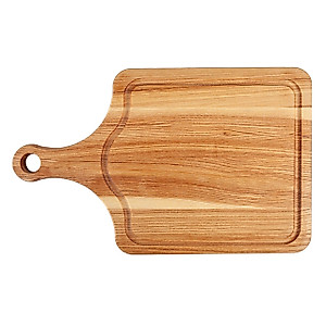 BIOL 15.7x9.8’’ Wooden Hardwood Cutting Board with Handle for Kitchen with Deep Juice Groove BBQ Chinese Turkey Mini Commercial - Lipped Round Charcuterie Board with Lip, Bread Cheese, Crackers
