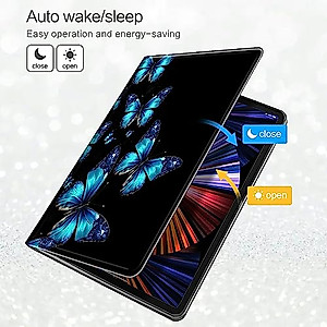 Case for iPad Air 5th Generation (2022) /Air 4th Generation (2020) 10.9 Inch, Slim PU Leather Multi-Angle Smart Folio Stand Cover with Auto Wake Sleep, Blue Butterflys