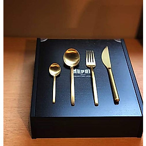 MEPRA, DUE ICE PLACE SETTING, 5 PIECE SET, BRUSHED GOLD FINISH, Medium