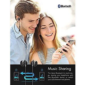 VEENAX Pogo Wireless Headphones, Bluetooth Sport Earphones, Fitness Earbuds with Mic, Magnetic and Super Bass, 8H Playtime, Sweatproof, in Ear Stereo Headset for iPhone iPad iPod Phone MP3, Black