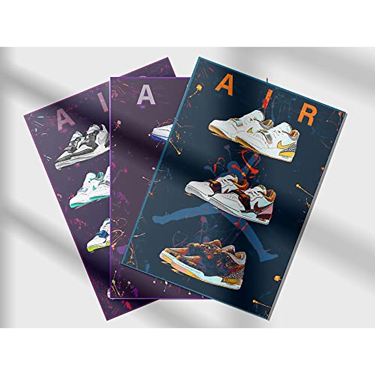 Sneaker Air Jordan Wall Art Poster Prints Set of 4 No1, Shoes Poster Art Sports, Themed Wall Art For Basketball fans Boys Room, Shoes Collection Aesthetic Cool Poster for Teen Boys Guys Men Room Dorm Bedroom Wall Decor Size 11.7x16.5 inch UNFRAMED (Sneake