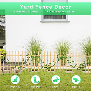 Decorative Garden Fence Bamboo 10 Pack 10.4 ft (L) x 22.2 in (H) Garden Fence Animal Barrier Fence Border for Small Dog Rabbit Flower Bed Fencing for Yard Patio Landscape Outdoor, Yellow