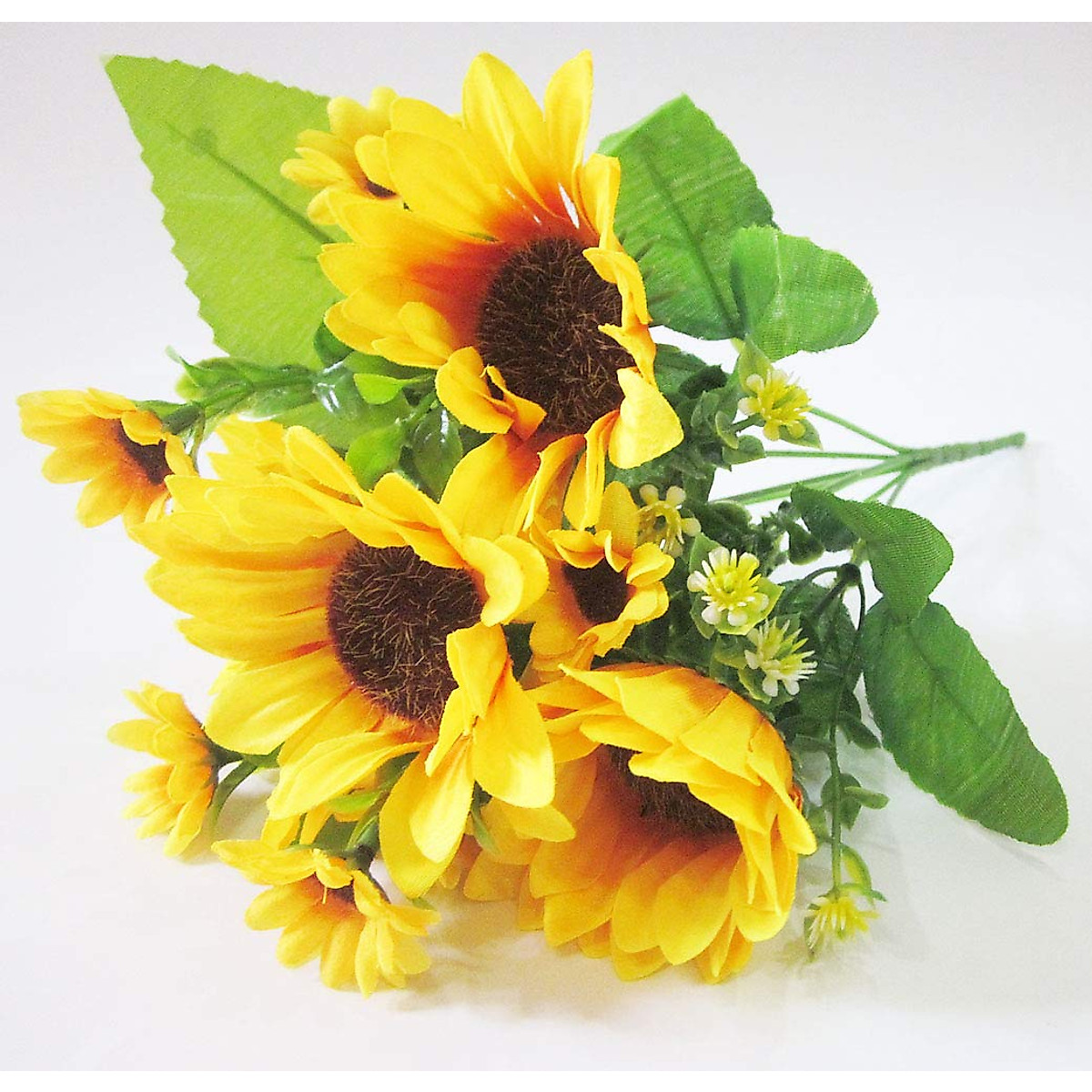 Artfen Artificial Sunflower Bouquet 5 Bunch Artificial Silk Flower Plant Home Hotel Office Wedding Party Garden Craft Art Decor 13 inch High