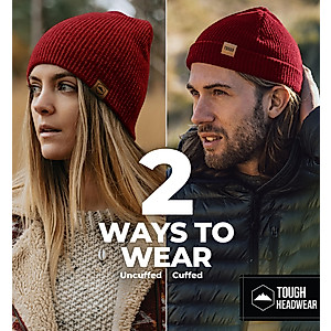 Tough Headwear Beanies for Men & Women - Knit Beanie, Warm & Soft Ribbed Beanie, Daily Knit Hat, Women & Mens Toboggan Hat for Cold Weather Maroon