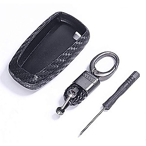 Royalfox(TM) 3 4 5 Buttons TPU Smart keyless Remote Key Fob case Cover for 2017 2018 2019 2020 Ford Mustang Explorer Edge Fusion Mondeo F150 F250 F350 F450 F550 (Black Carbon Fiber Texture)