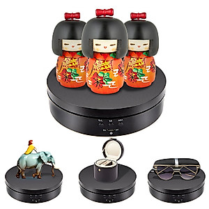 Leadleds 360 Degree Turntable Display Stand, 3 Speeds Electric Rotating Display Stand for Photography Video Shooting Props Jewelry (Black)