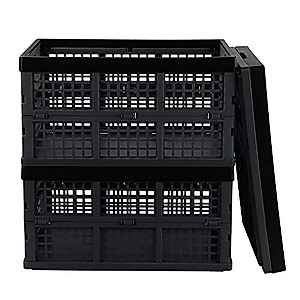 AnnkkyUS 3-Pack Collapsible Storage Crate Bins, 30 Liter Foldable Plastic Crates