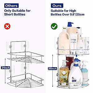 Oak Leaf Corner Shower Caddy, Shampoo Holder for Non 90° Corners, Bathroom Shower Organizer, Corner Shower Shelf, 2 Tier, Adhesive or Wall Mounted, Rustproof, Chrome Finished