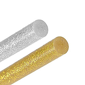 MECCANIXITY Mini Hot Glue Gun Sticks 32pcs 4-inch x 0.27-inch Glitter Silver/Glitter Gold for DIY Craft Making