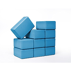 Sunshine Yoga 4" Yoga Block, 10 Pack Bulk EVA Foam Yoga Blocks, Firm and Supportive Yoga Brick for Stretching and Workout, Balance Foam for Schools and Studios, 4" x 6" x 9", Oceanside