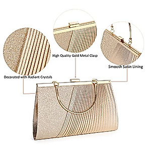 DETARA Women Evening Bags Glitter Sequins Clutch Purses for Women Shiny Handbag Formal Wedding Party Prom Purse(Champagne AX2578)