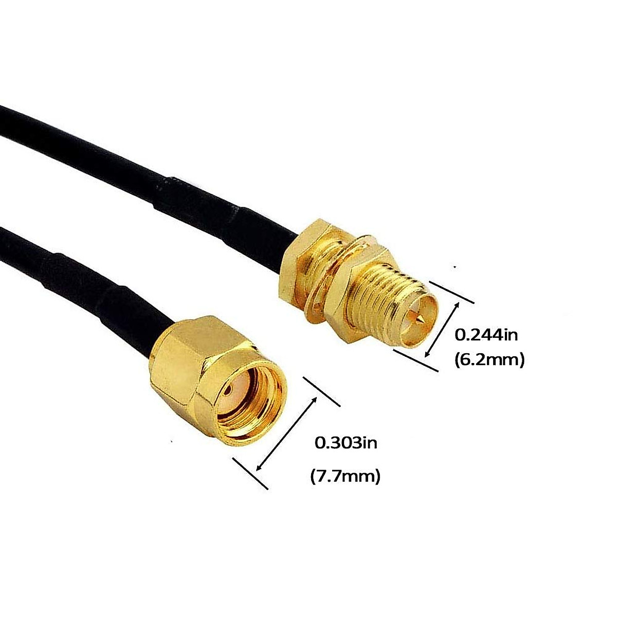 CORONIR 2Pack 33ft WiFi Antenna Extension Cable RP-SMA Male to Female Connector for Wireless LAN Router Bridge Wireless Network Card Security IP Camera