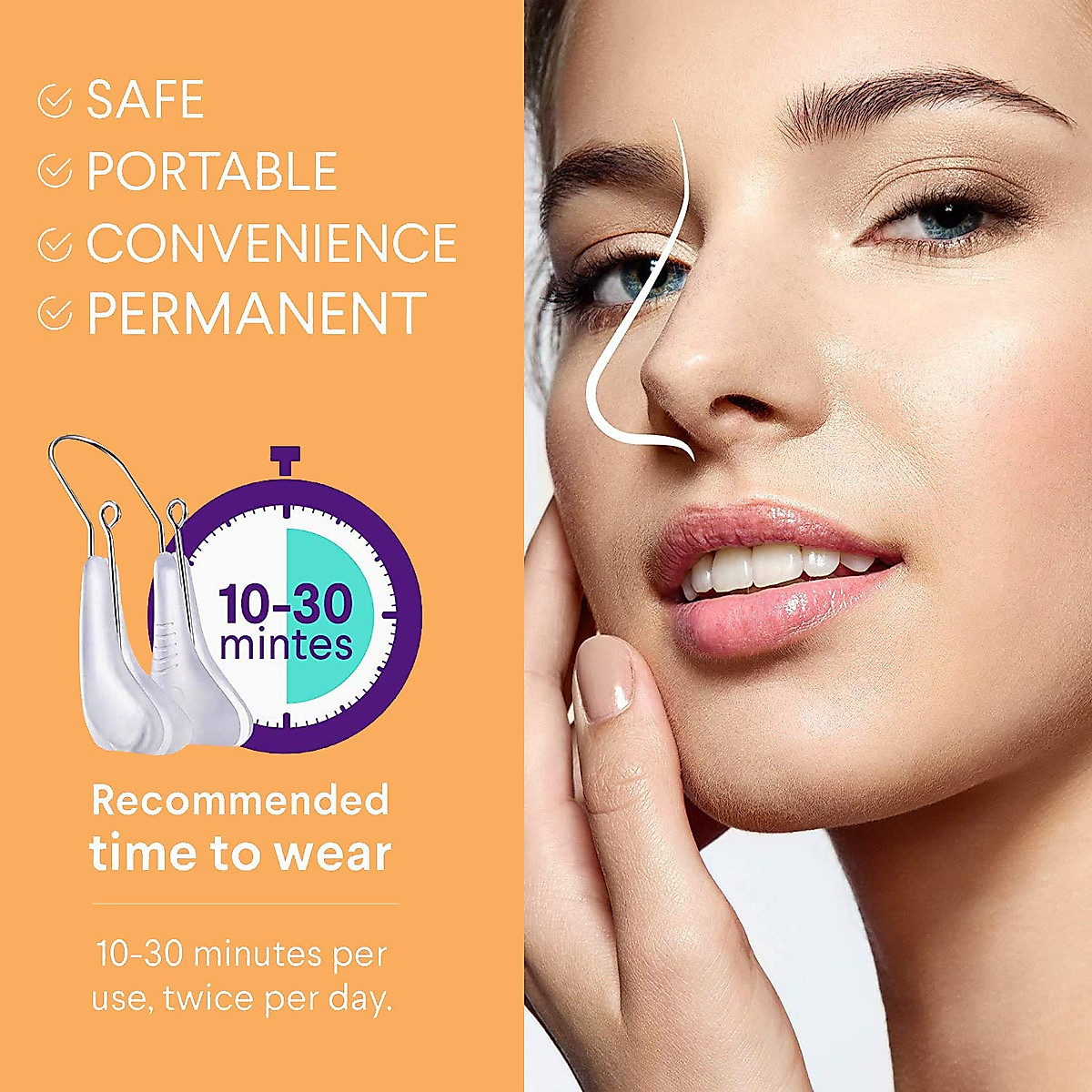 AMIJEAL Nose Shaper Clip Nose Up Lifting Clip Pain-Free Soft Silicone Nose Slimmer Device Nose Bridge Straightener Corrector Beauty Tool(Unisex)