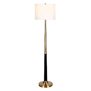 Lyon Two-Tone Floor Lamp with Fabric Shade in Brass/Matte Black/White