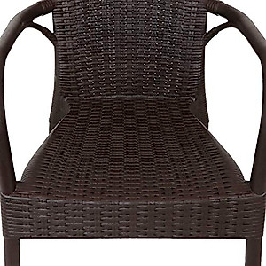 Sunnydaze Segesta All-Weather Plastic Outdoor Dining Chair - Commercial Grade Faux Wicker Design Armchair - Lawn and Garden Chair - Indoor/Outdoor Use - Wenge - 2 Chairs