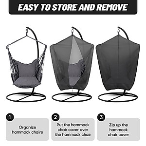 Hanging Hammock Chair Cover 46 Inch Outdoor Patio Hammock Swing Chair Cover 420D Waterproof Swing Egg Chair Cover with Zipper