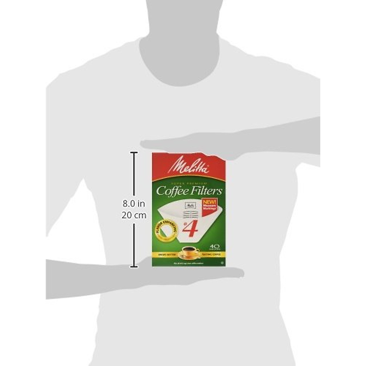 Melitta 4 Cone Coffee Filters, White, 40 Total Filters Count - Packaging May Vary