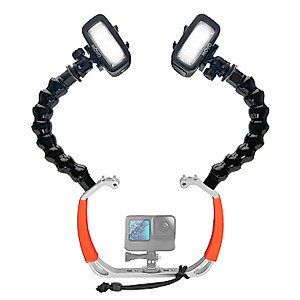 Movo DiveRig5 Underwater Video/Photo Diving Rig for Scuba and Snorkeling - Action Camera Cage Dive Rig, Waterproof Lights with Flexible Arm Mounts- Compatible with GoPro, DJI Osmo, Insta360 and More