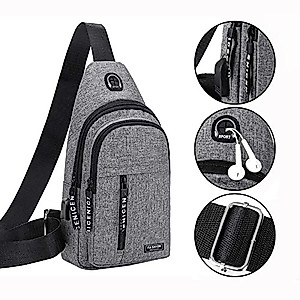 Waterproof Strap Bag Crossbody Backpack with USB Hole with Headphone Hole Strap Backpack Multipurpose Crossbody Shoulder Bag