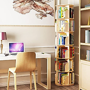 4 Tier 360° Rotating Stackable Shelves Bookshelf Organizer 360 Display Rotating Bookshelf Wood Book Shelf Organizer for Bedroom, Living Room, Study Room - Intexca