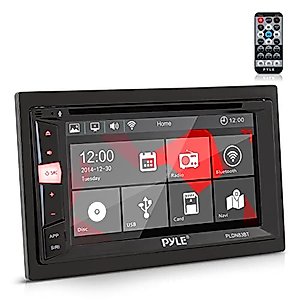 Pyle Double Din DVD Car Stereo Player Bluetooth in-Dash Car Stereo Touch Screen Receiver w/USB/SD, MP3, CD Player, AM FM Radio, Steering Wheel Feature, Hands-Free Call, Camera/Speaker Input - Pyle