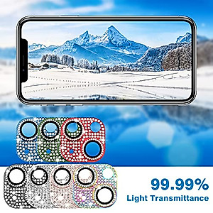 Hsefo for iPhone 13 & iPhone 13 Mini Camera Lens Protector, Bling 3D Rhinestone Sparkle Diamond 9H Tempered Glass Camera Cover Anti Scratch Shockproof Metal Lens Screen Full Protective Cover