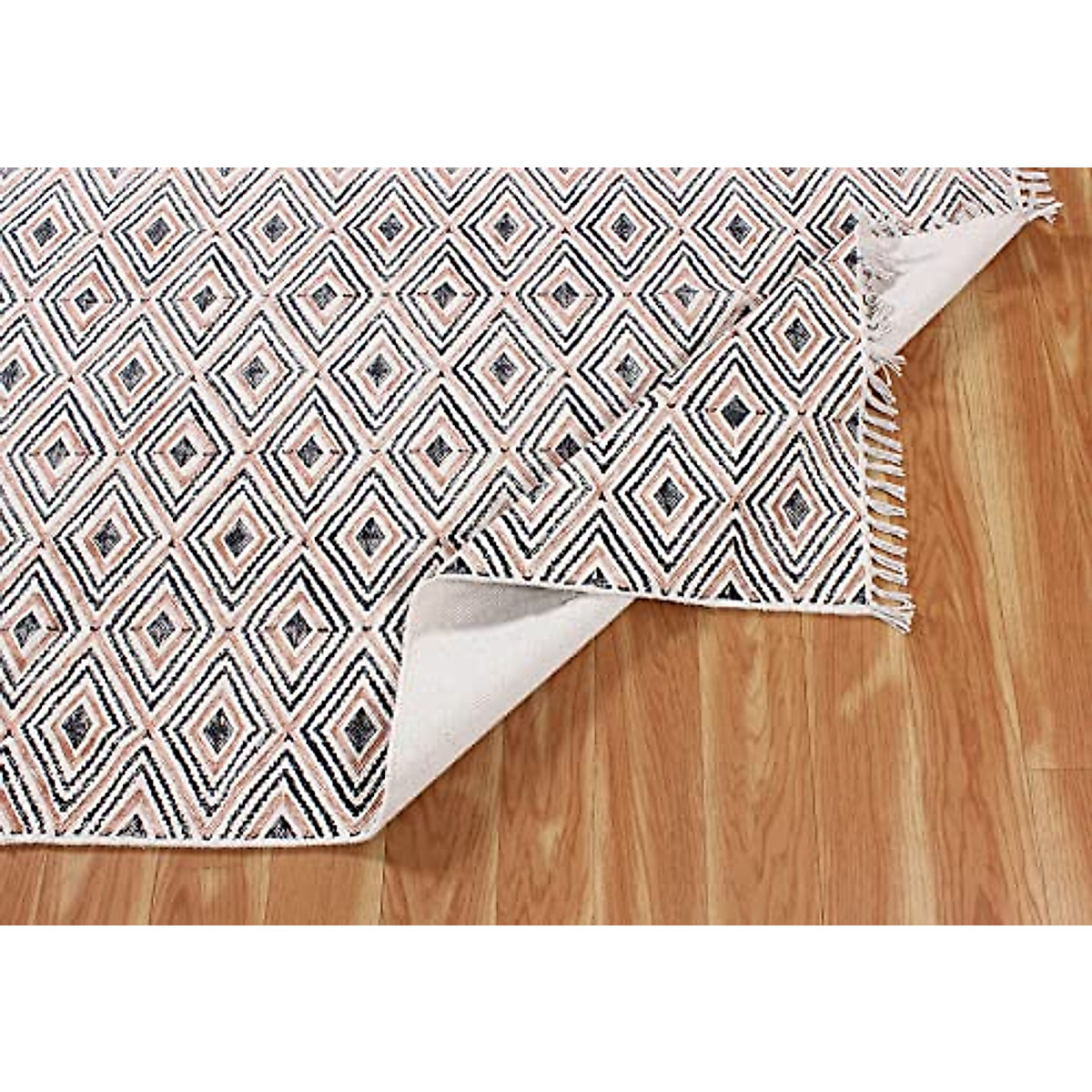 Casavani Indian Handmade Brown, Beige Geometric Area Rug Boho Kilim Flat Weave Indoor Hall Room Decor Carpet Throw Rug Boho Rugs for Bedroom Living Room Bathroom Balcony 4x8 Feet