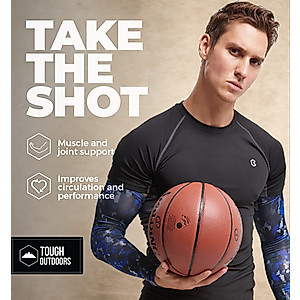 Tough Outdoors Sports Compression Arm Sleeves for Men & Women - Youth, Kids Basketball Shooting Sleeves - Football, Baseball