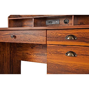 OneSpace Eleanor Executive Desk Wood Grain, Golden Cherry