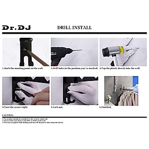 Dr.DJ Wall Mount Coat Hanger Rack, Laundry Clothes Drying Organizer Rack Garment Hooks Aluminium Retractable Folding Indoor Wall Mounted Hanger Space Saver for Laundry Room Bedroom (2 Racks) Black