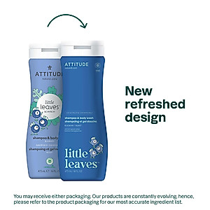 ATTITUDE Shampoo and Body Wash for Kids, EWG Verified Hair and Body Cleanser, Dermatologically Tested Soap, Plant and Mineral Based Bath Products, Vegan, Blueberry, 16 Fl Oz