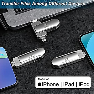 JSL JDTDC MFi Certified 128GB iPhone-16-Photo-Stick USB C & Lightning Flash Drive for iPhone 16/15/14/13/12 Thumb-Drive-for-iPad-Memory External-Storage-Android-Photo-Backup iPhone-Photo-Tansfer-Stick