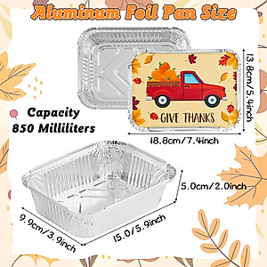 MALLMALL6 40Pcs Thanksgiving Tin Foil Containers with Lids for Treat Exchange & Goody Party Leftovers, Harvest Themed Cardboard Covers Autumn Aluminum Disposable Food Storage Pan 7.4" W X 5.4" L X 2"