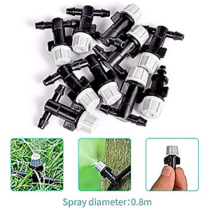 Felicetong 10m Home Garden Patio Misting Micro Flow Drip Irrigation Misting Cooling System with 10pcs Plastic Mist Nozzle Sprinkler for Plant Flower