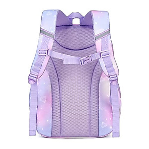 Girls backpack,Kids Backpack for Girl,Cute Elementary Bookbag Waterproof Large Capacity School Bag Backpacks for Girls (Purple)