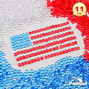 PMLAND Acrylic Mini Flat Marbles, Pebbles, Beads 3500+ Pcs 6 mm in Diameter for Vase Fillers, Brush Holder, Party Table Scatter, Wedding, Decoration, Crafts - Whire Red Blue