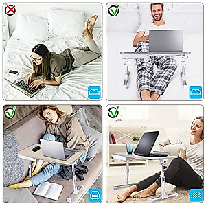 Slendor Laptop Desk Adjustable Laptop Stand Foldable Bed Table Portable Lap Desk Folding Notebook Stand Reading and Writing Holder Breakfast Tray with Drawer and Cooling Fan for Couch Sofa Floor