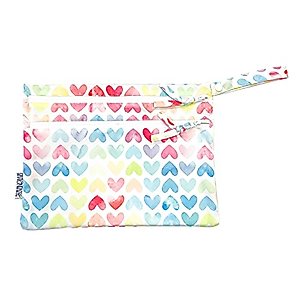 BapronBaby Sweethearts Wet Dry Bag - Waterproof Two Zipper Pockets - Reusable for Mealtime, Diapers, Stroller, Snacks, Swimsuits - Machine Washable - 11" x 9"