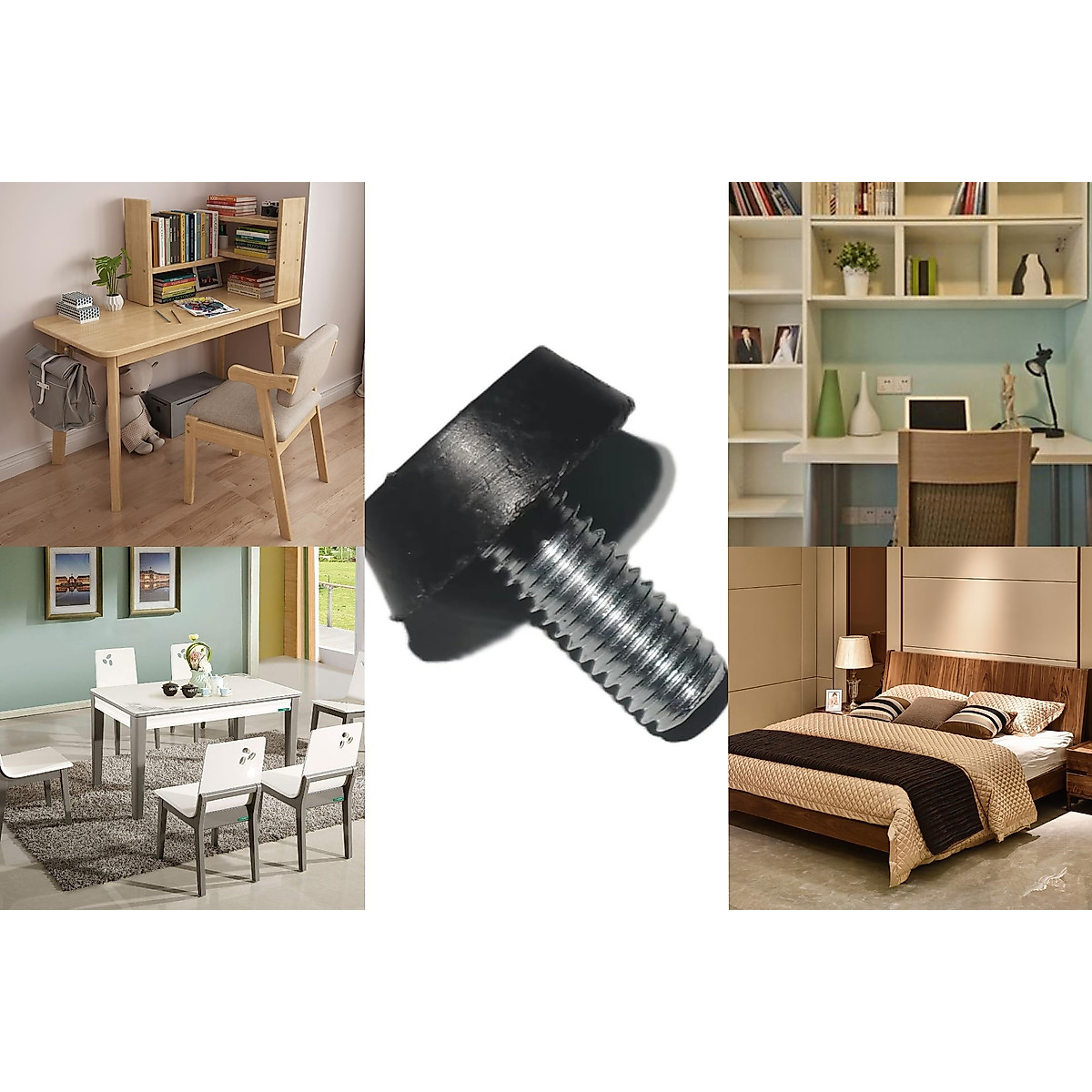 Holmgillick 20pcs M8 Thread Adjustable Furniture Levelers, Galvanized Steel with Black PP Non-Skid Base, Suitable for Tables, Chairs, Cabinets