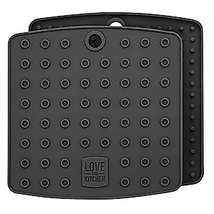 Silicone Trivet/Hot Pads for Hot Dishes - Easy to Clean Pot Holder for Kitchen - Durable, Flexible, & Multi-Purpose Mat That Helps Protect Countertops (7x7 in, Gray, 1 Pair)