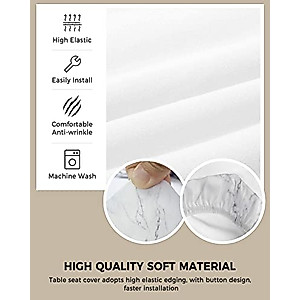 Chair Seat Cover, Marble Texture White Gray Dining Chair Slipcovers Strech Removable Chair Covers Protection for Wedding, Party, Banquets, 13.7"x 13.7" Set of 6