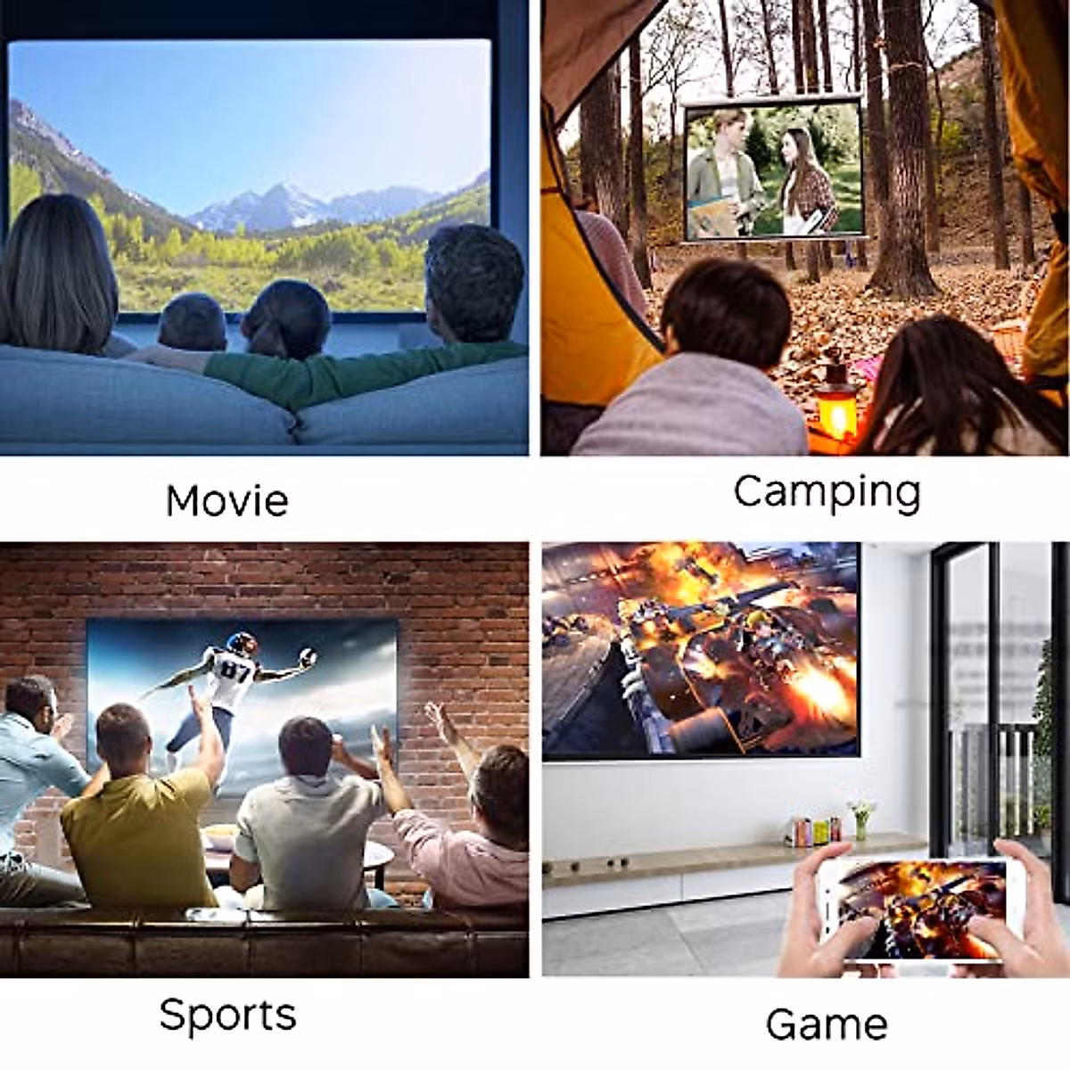 Meer Mini Projector,Portable Movie Projector,Smart Home Projector,Neat Projector for iOS,Android,Windows,PS5,Laptop,TV-Stick,Compatible with HDMI,USB,Audio,TF Card,AV and Remote Control