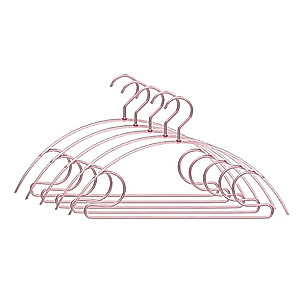 EYHLKM 5pcs Aluminum Alloy Wardrobe Space Saving Clothing Hanger Drying Sweater Shirt Storage Rack ( Color : Rose Gold )