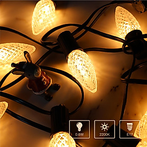 50 Pack C9 Led Christmas Lights Bulb, C9 Replacement LED Christmas Lights Outdoor Bulb, C9 Shatterproof Led Bulb for Christmas String Lights, E17 Base, Commercial Grade 2200K Warm White Bulbs