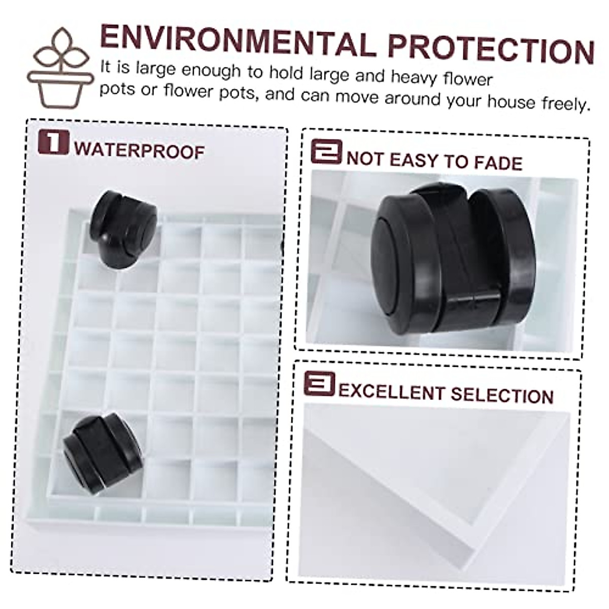 DOITOOL 1pc Square Tray Shelf Braces Plant Stand with Wheels Succulent Plants Flower Pot Wheels Plant Pallet Caddy Plant Dolly Plant Pot Tray Plant Pots Holder Tray Flowerpot Tray Wheeled