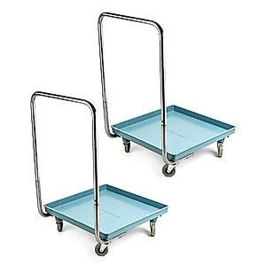 QWORK Warewashing Rack Dolly, 2 Pack, 21.26" x 21.26" x 34.65", 200 Lbs Load Capacity, with Detachable Handle and 4 Swivel Casters, 1 Pack