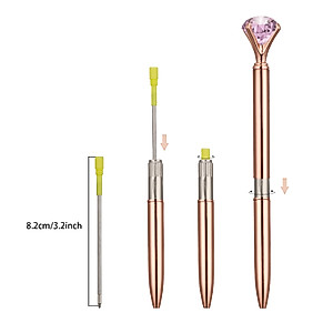 MengRan 2.75'' Ballpoint Pen Refills,Standard D1 Ballpoint Pen Refill (Remove Black Hat),Metal Refill,Black Ink,(Pack of 10)