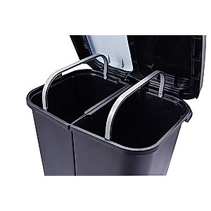 Step N' Sort 11 Gallon, Dual Trash and Recycling Bin with Slow Close Lid,Black,40 Liter,SNS402-B