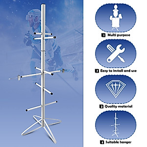 Hockey Equipment Dryer Rack Metal Hockey Equipment Gear Hockey Equipment Dryer Gear Holder Sports Tree Dryer Stand Deluxe Model Gear Drying Rack for Boys Hockey Football Lacrosse 55 x 21 Inch (1 Pack)